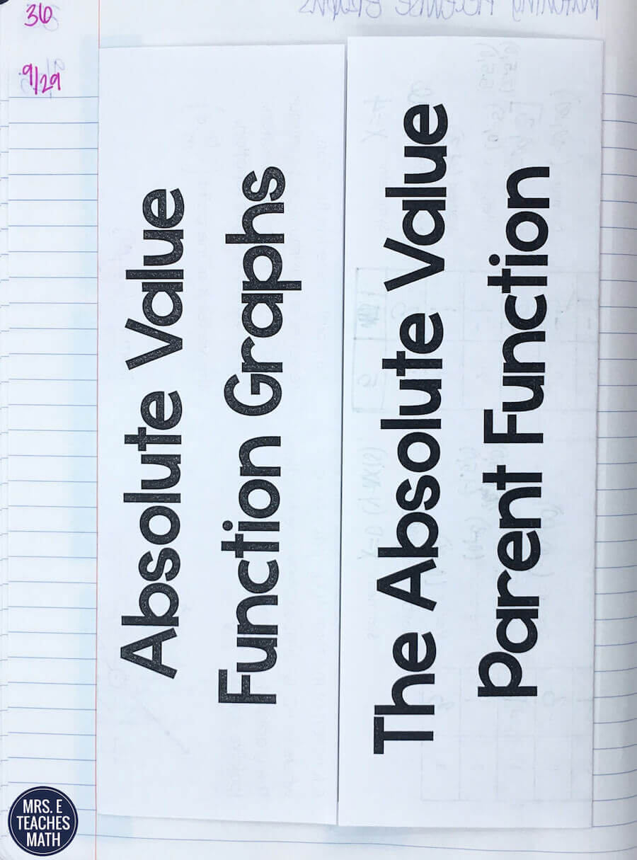 Absolute Value Functions and Transformations INB Pages | Mrs. E Teaches ...