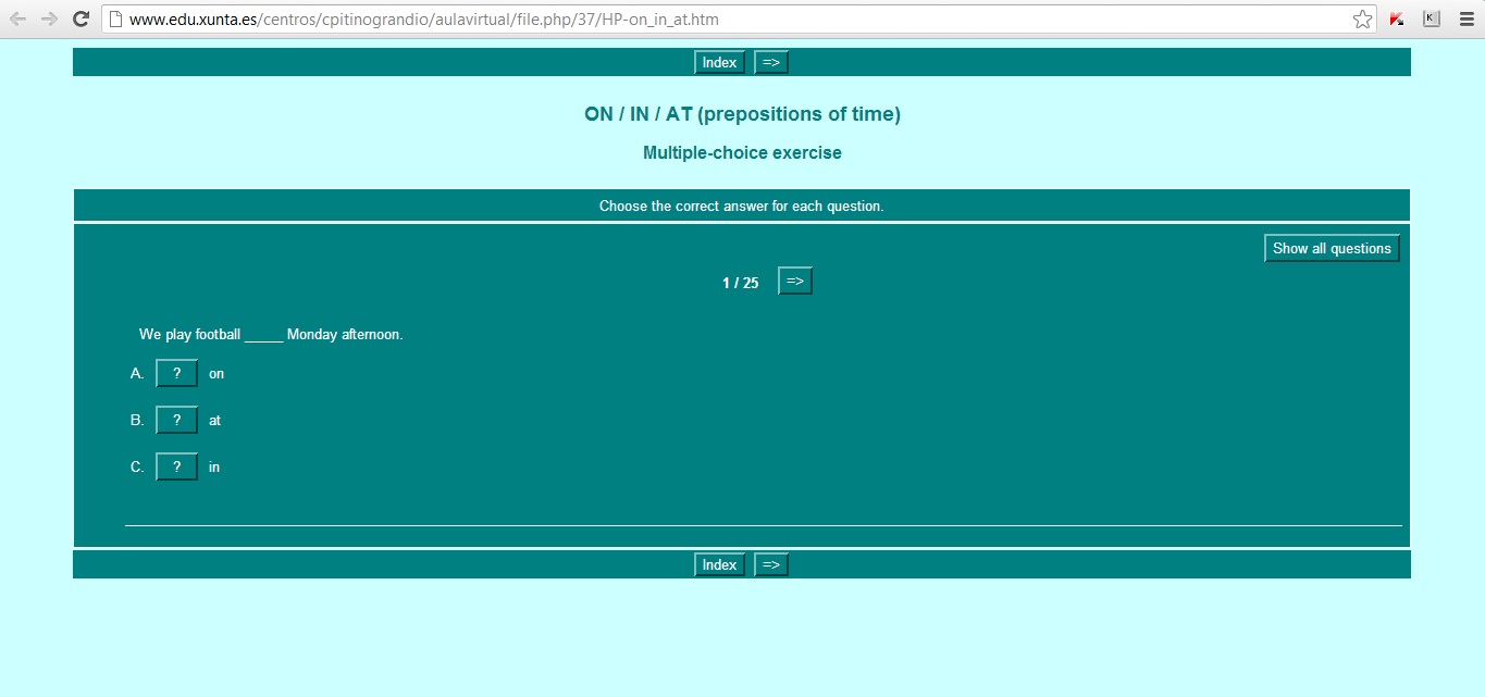 CPI Tino Grandío Bilingual Sections: Revision of prepositions of time ...