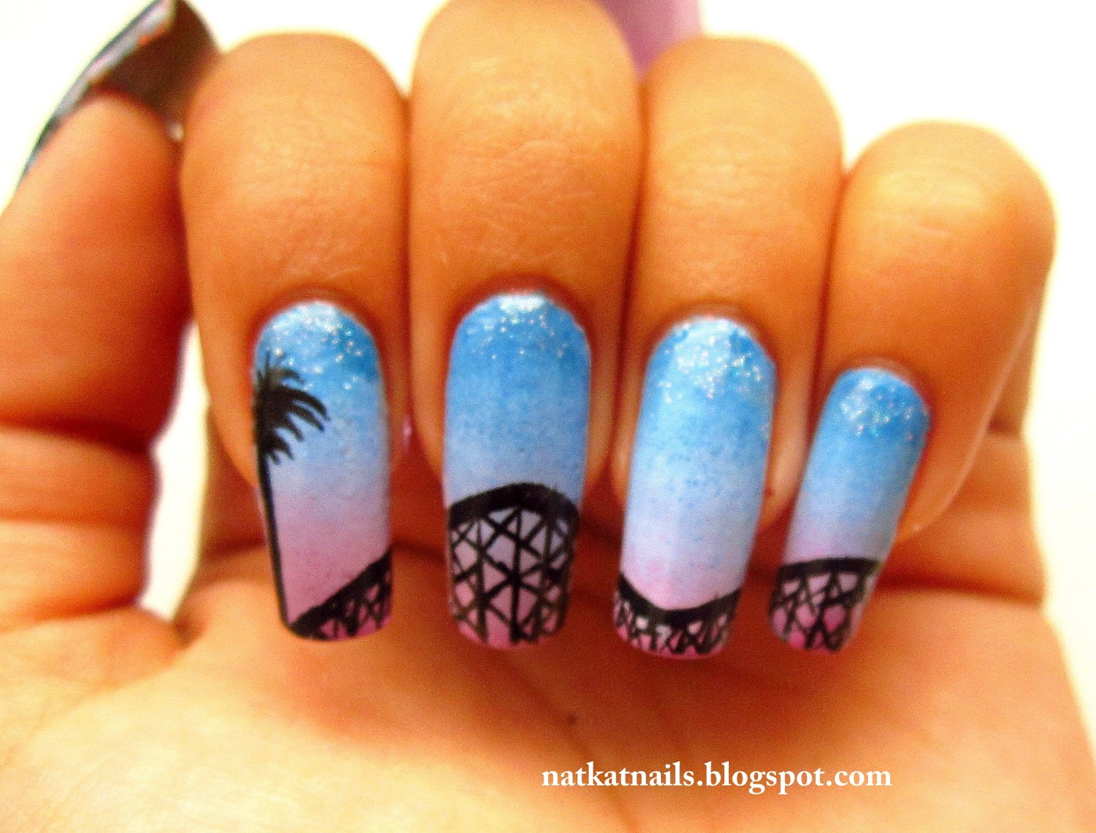 Nat Kat Nails: Santa Cruz boardwalk inspired nails! Roller coaster ...