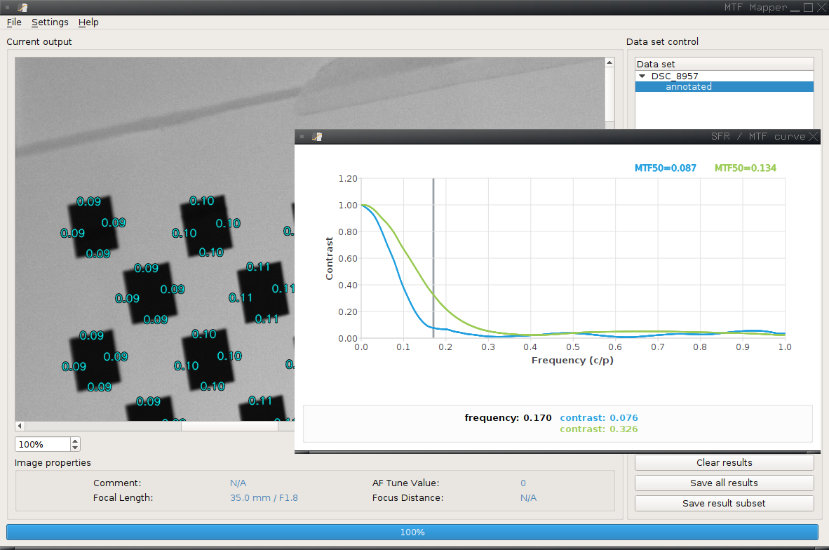 MTF Mapper: View MTF (SFR) curves in the GUI