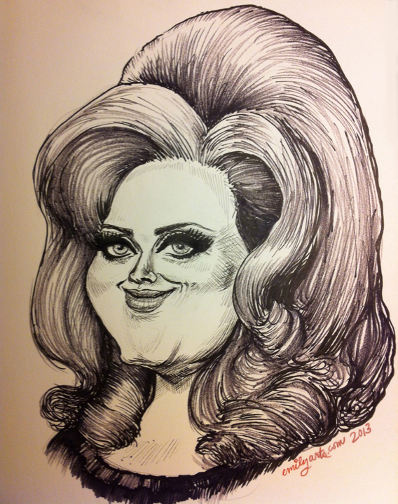 Emily's Caricature and Silhouette Blog: Adele, sketched with markers