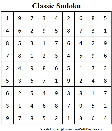 Disjoint Groups Sudoku (Fun With Sudoku #69)