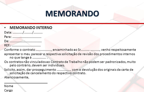 Gerenciar ADM: Memorando