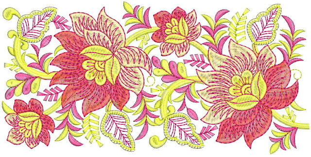 EmbDesignTube: Floral Embroidery Lace Border For Bridal Dresses