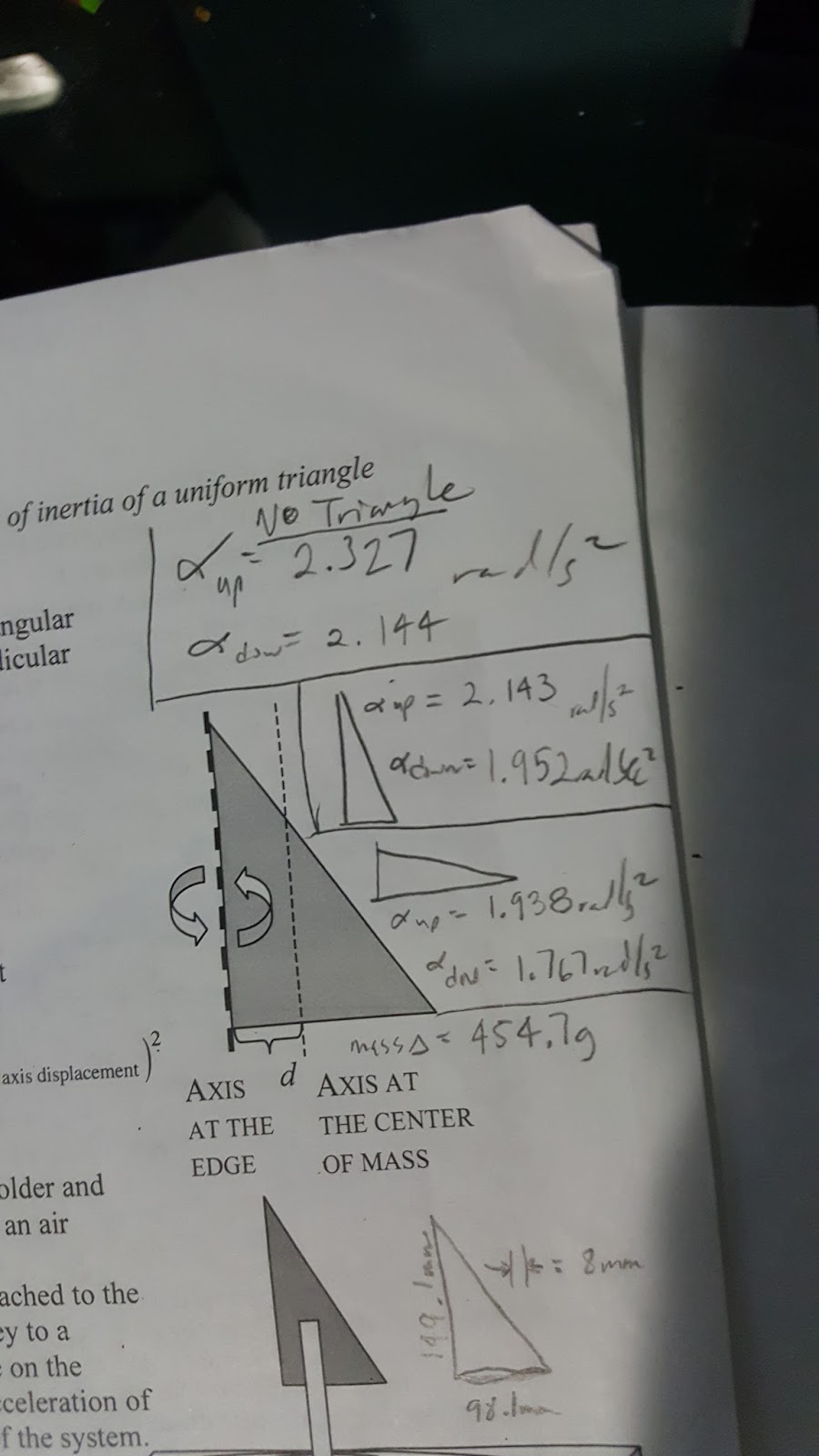 Phys4AF16 cpinedo: Lab 17 - Finding the Moment of Inertia of a Uniform ...