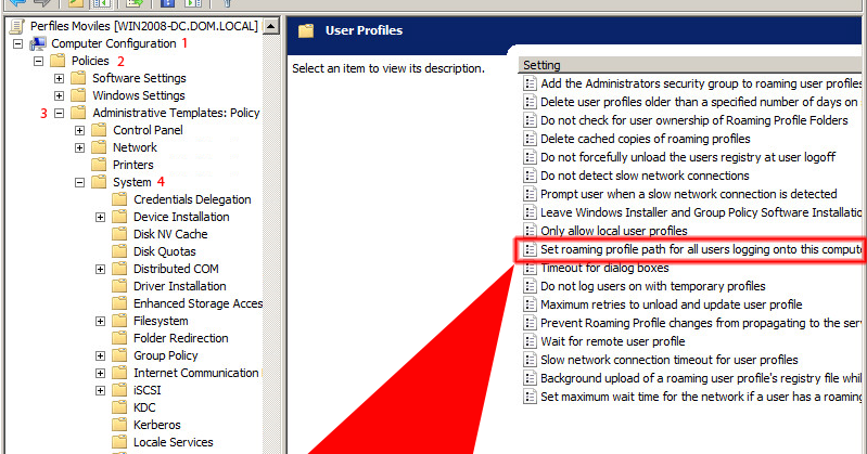 Pantallazos.es: Perfiles Móviles: GPO para Configurar Profile Path ...