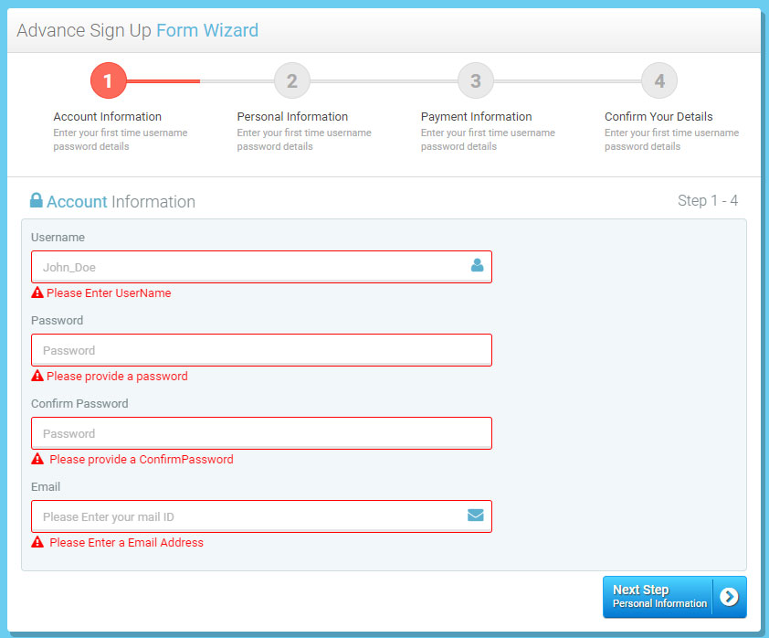 Multi Step Form Wizard with jQuery Validation