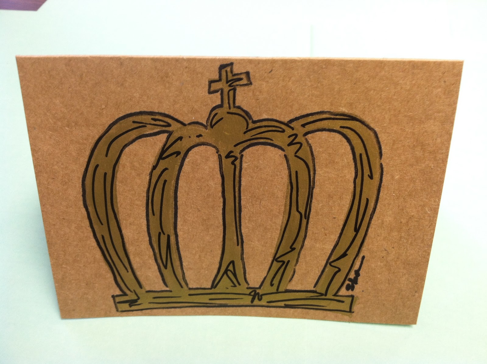 s. bynum art: Hand Painted Gold Crown Cards