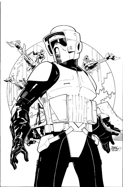 The Bombshellter: Star Wars 22 Cover Step by Step Part 1 Line Art