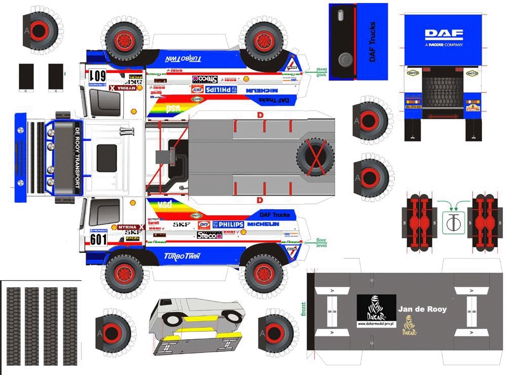 SP. Papel Modelismo: PaperCraft - DAF 1988 - TURBO 95 X1 - Jan de Rooy