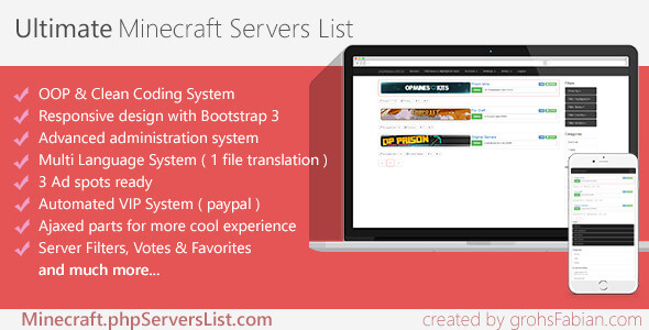 Minecraft Servers List v1.4 Premium PHP Script - Theme Pool - Free ...