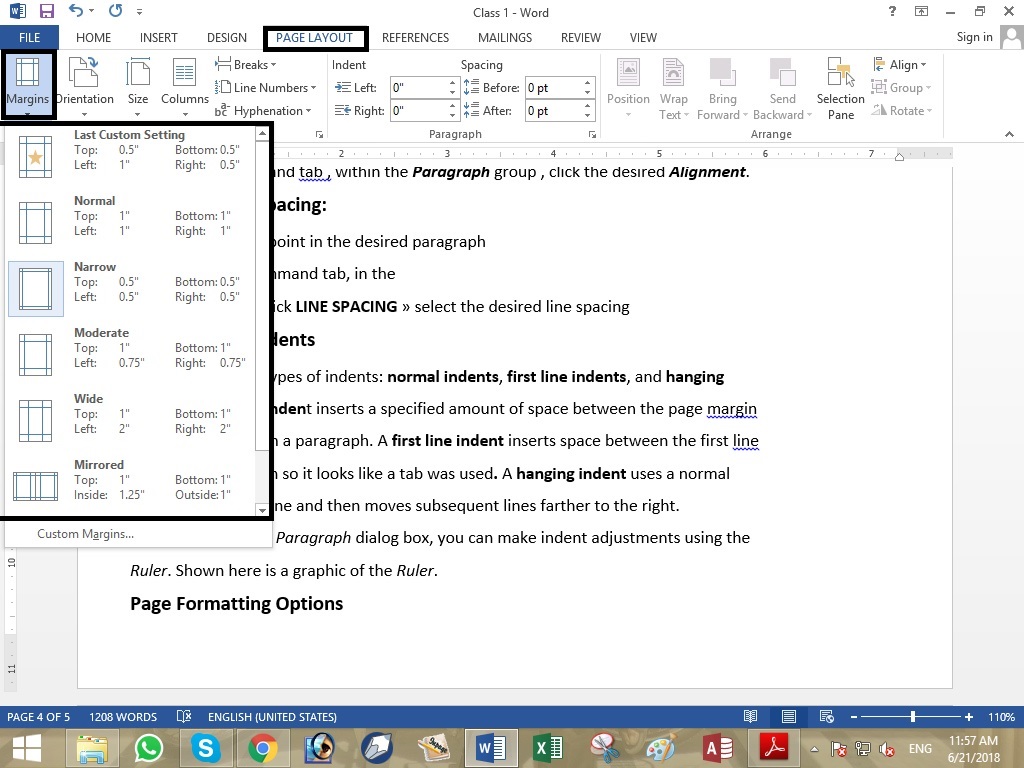 Using a Margin Preset Option - computer free courses