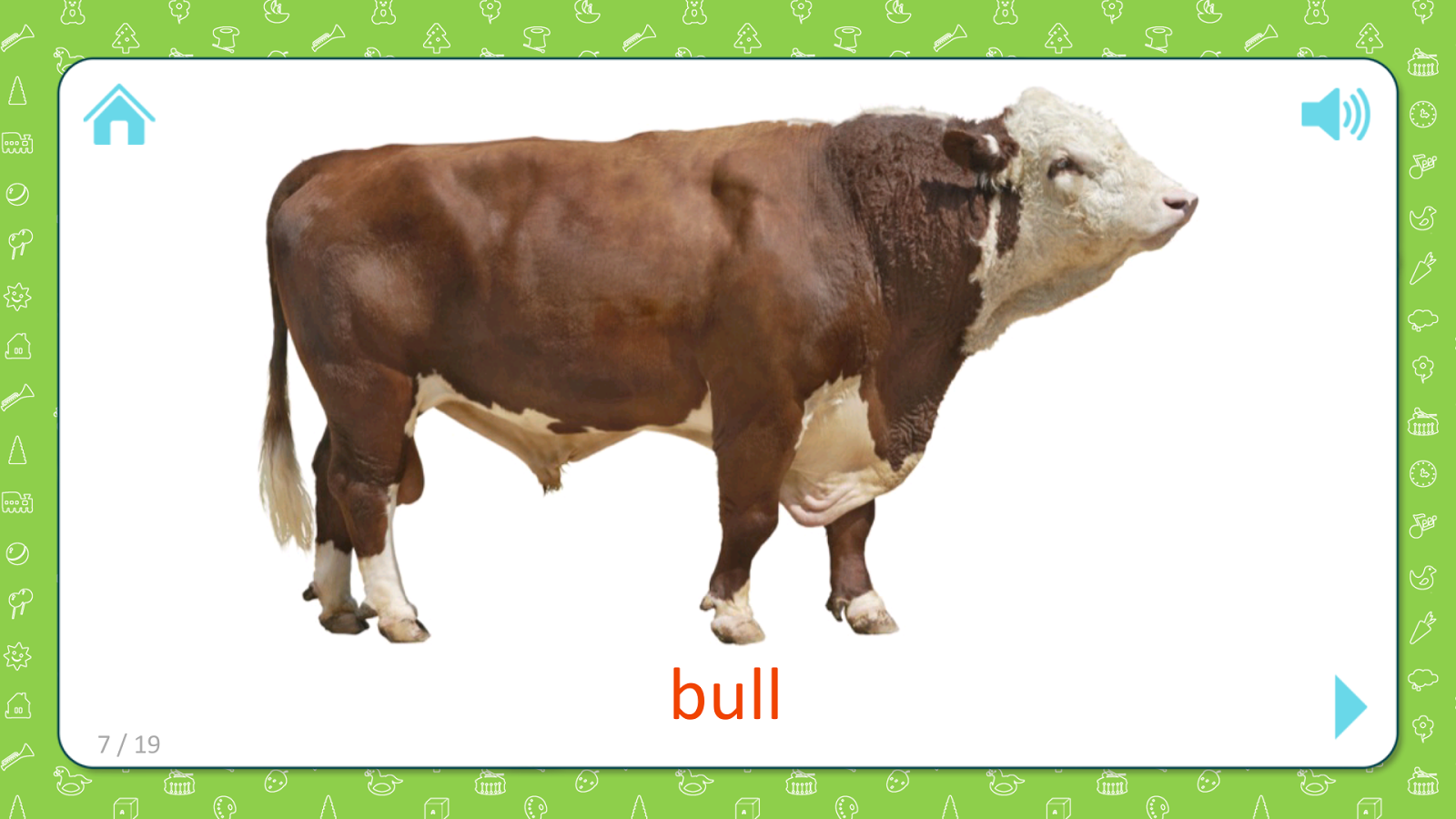 Flashcards for Kids: Bull - Pets and Farm Animals - Flashcards for Kids