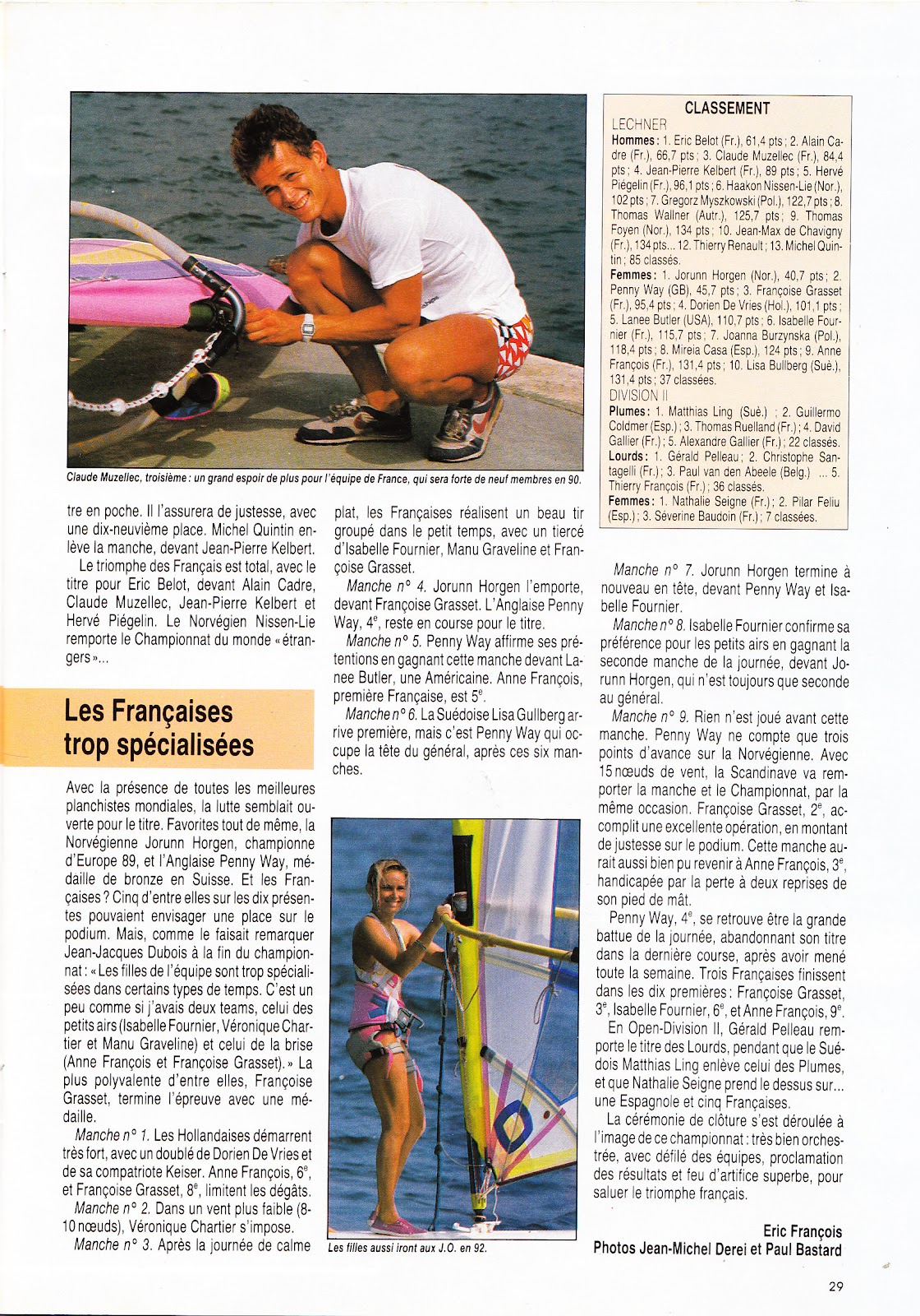 Planche à voile Open Division 2: TOUT SUR LES CHAMPIONNATS OPEN DIVISION 2 DEPUIS 1979