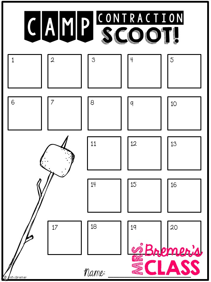 Camp Contraction {practice with contraction learning} | Mrs. Bremer's Class