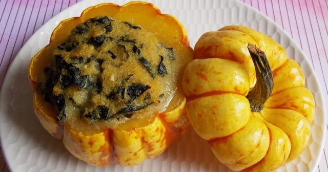 Courge Patidou farcie à la Polenta et au chou (Vegan)