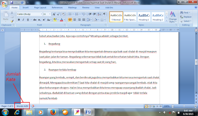 Smart Global: Cara Mengetahui Jumlah Kata Dengan Microsoft Word