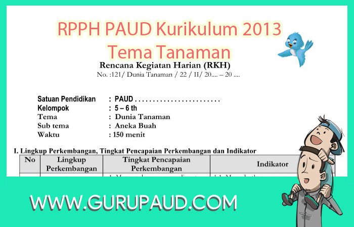 RPPH PAUD Kurikulum 2013 Tema Tanaman | GURU PAUD