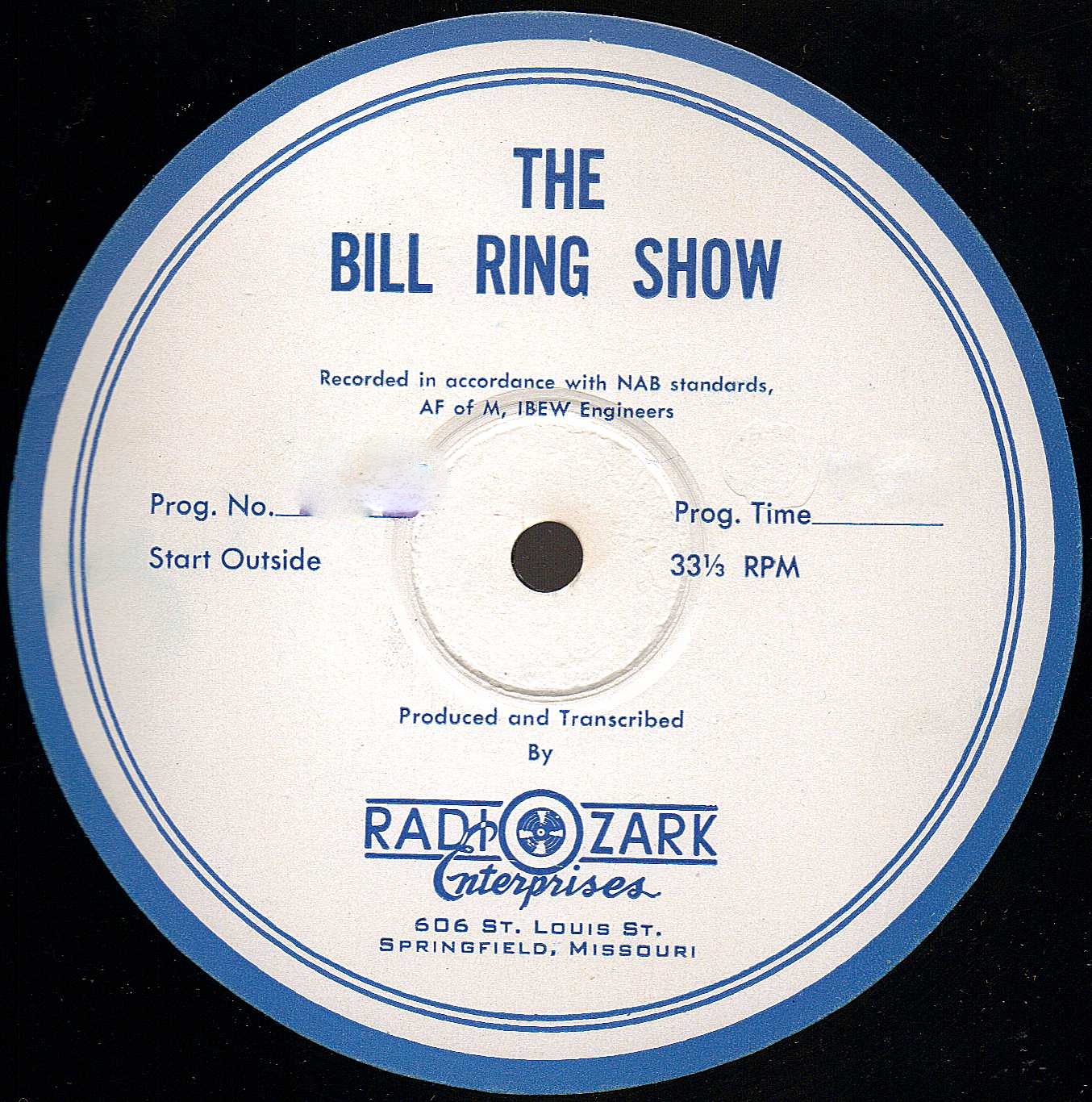 Allen`s archive of early and old country music.: The Bill Ring Show ...