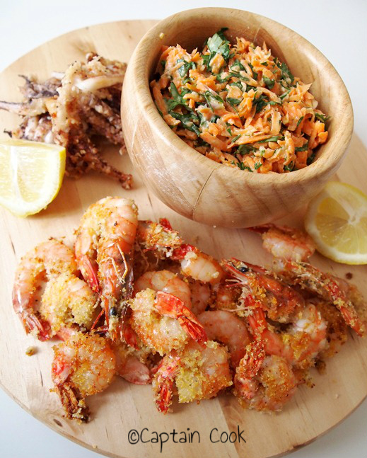 Εύκολες Τραγανές Γαρίδες με Δροσερή Καροτοσαλάτα