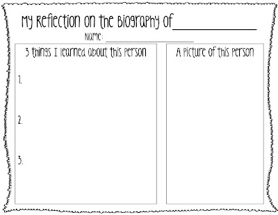Classroom Freebies Too: Biography Reflection
