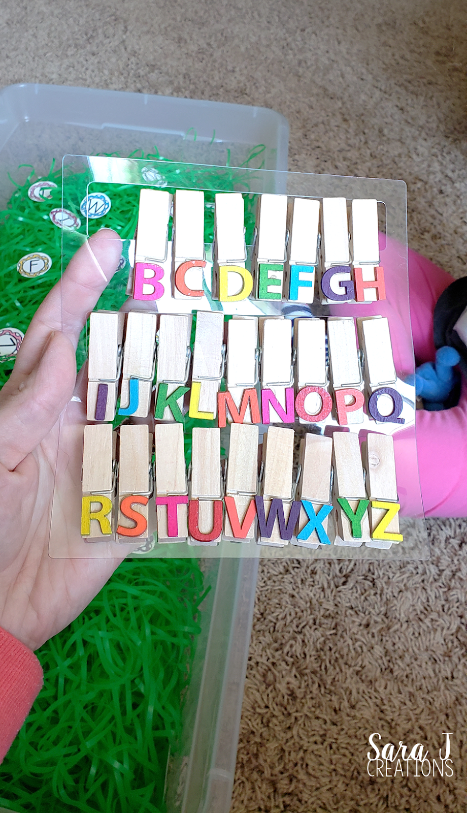 Alphabet Match Flower Sensory Bin | Sara J Creations
