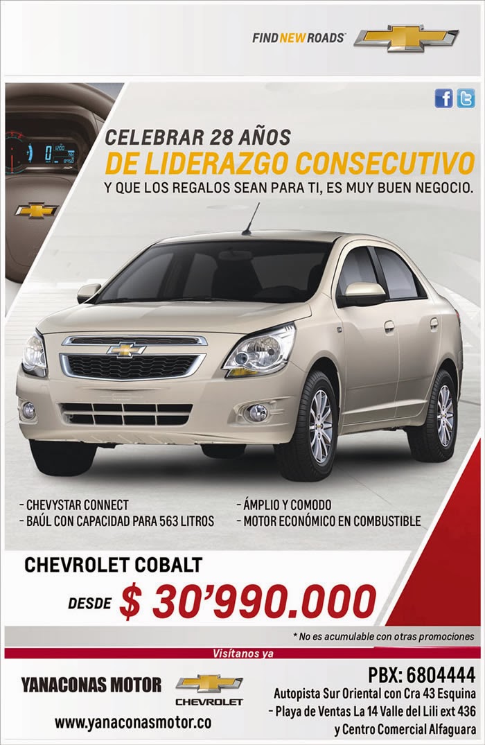 Promoción Chevrolet Cobalt Cali - Yanaconas Motor - Concesionario ...