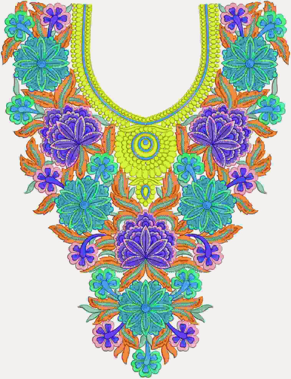 EmbDesignTube: Modern Creations Of Neck Yoke Pattern Designs
