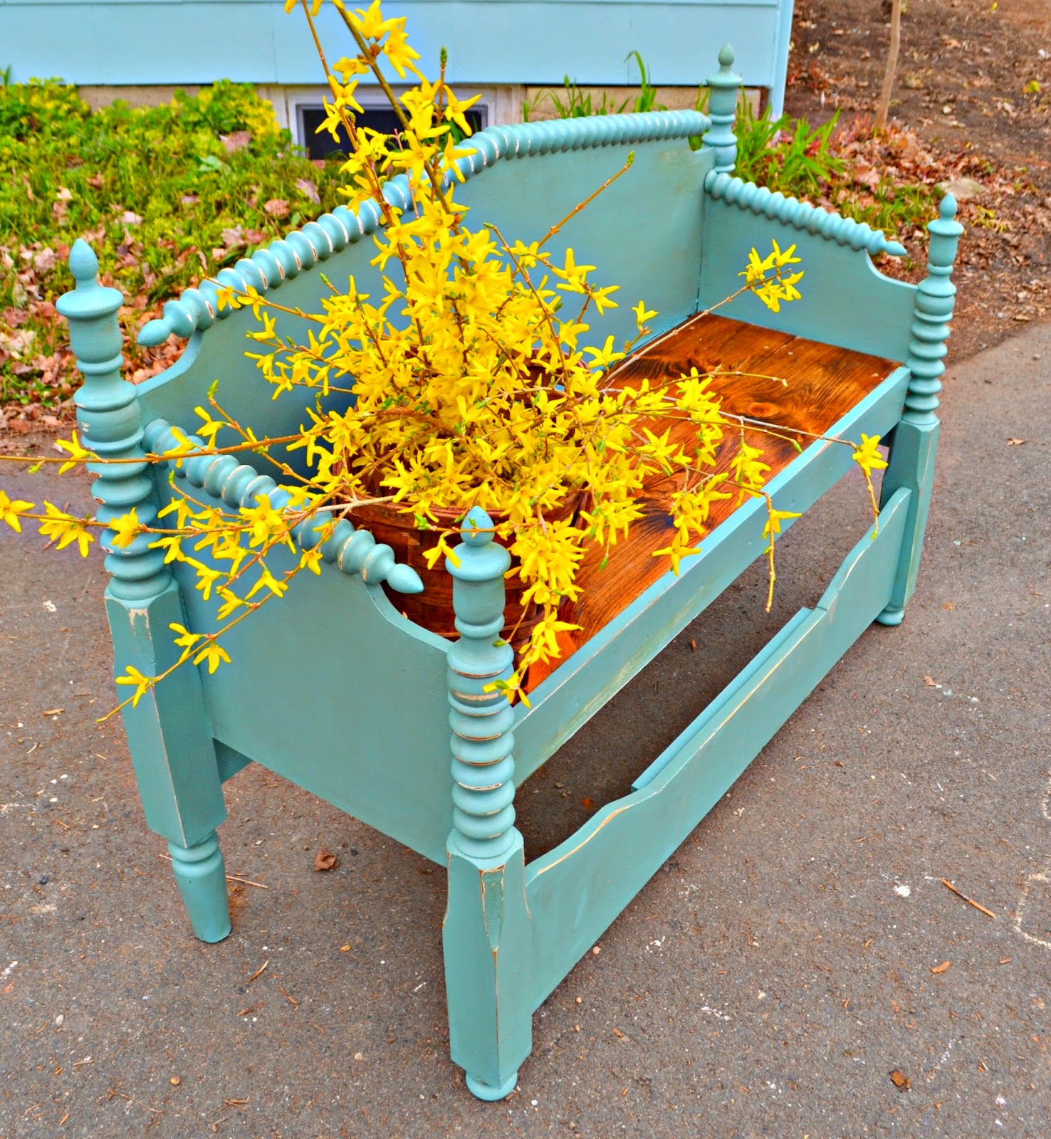 Heir and Space: Antique Spool Turned Bed Turned Bench