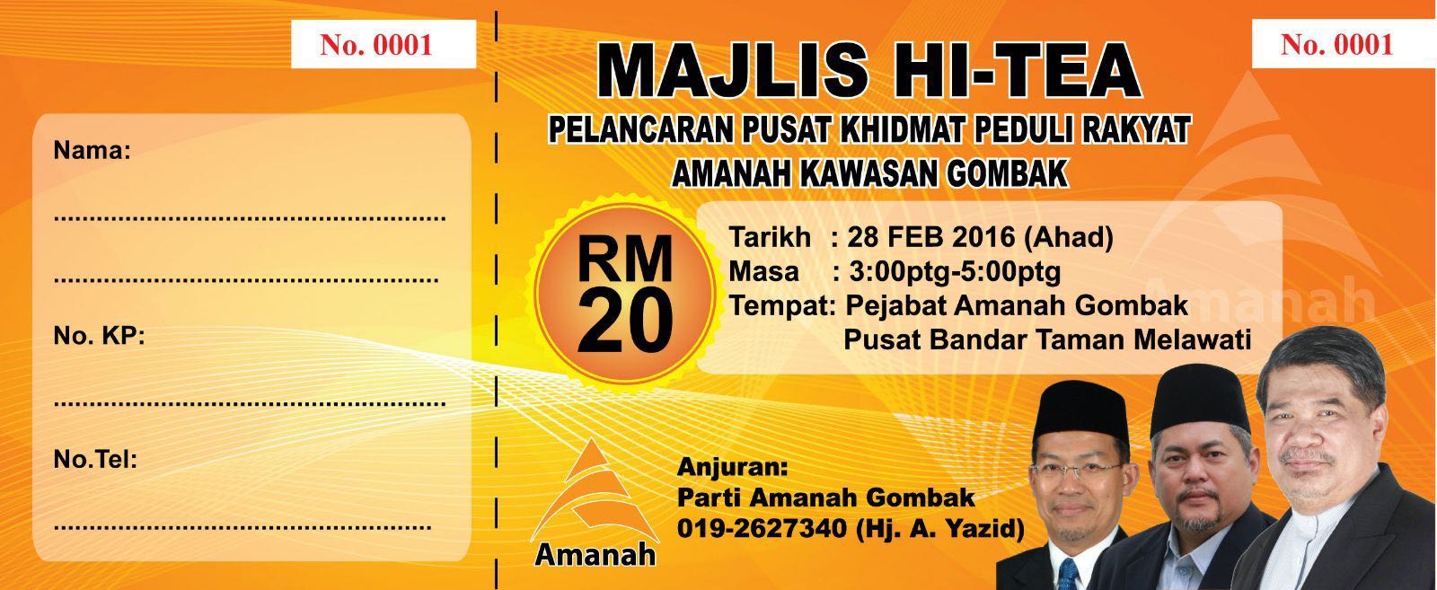 HAZA RSB: Banner dan Kupon Majlis Hi-Tea Amanah Kawasan Gombak