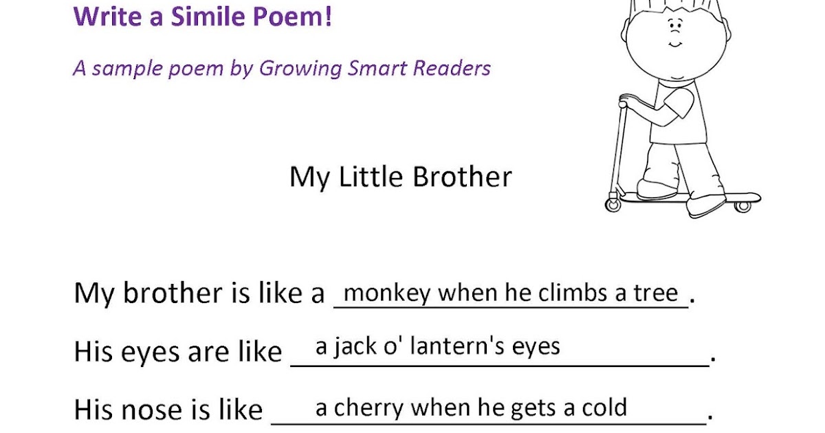Growing Smart Readers: Write a Simile Poem (Free Download)