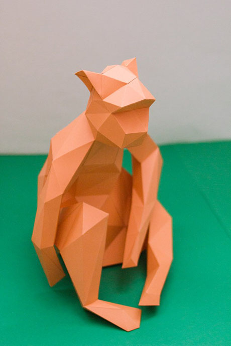 Low Poly Sitting Monkey Papercraft | Paperized Crafts