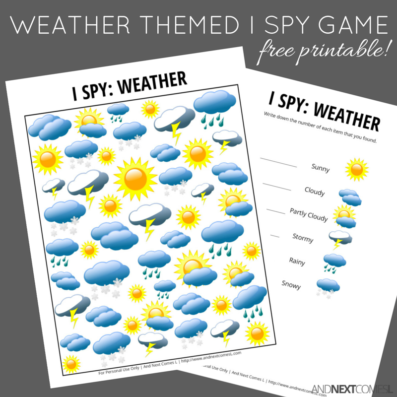 Weather Themed I Spy Game {Free Printable for Kids} | And Next Comes L