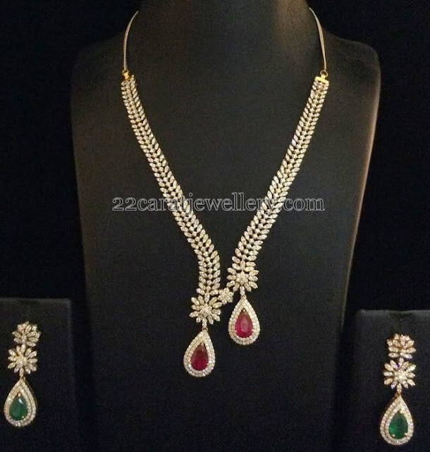 Simple Diamond Sets by Bombay Jewellery - Jewellery Designs