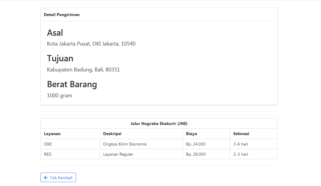 Source Code Cek Ongkir With API Raja Ongkir dengan Codeigniter - Tutorial Coding Website Gratis