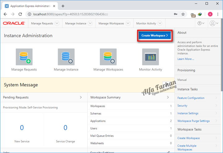 Setup New Project - New Workspace Untuk SQL Workshop di Oracle APEX 18. ...
