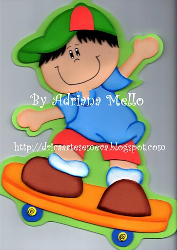 DRICA ARTES EM EVA: MENINO NO SKATE - MOLDE
