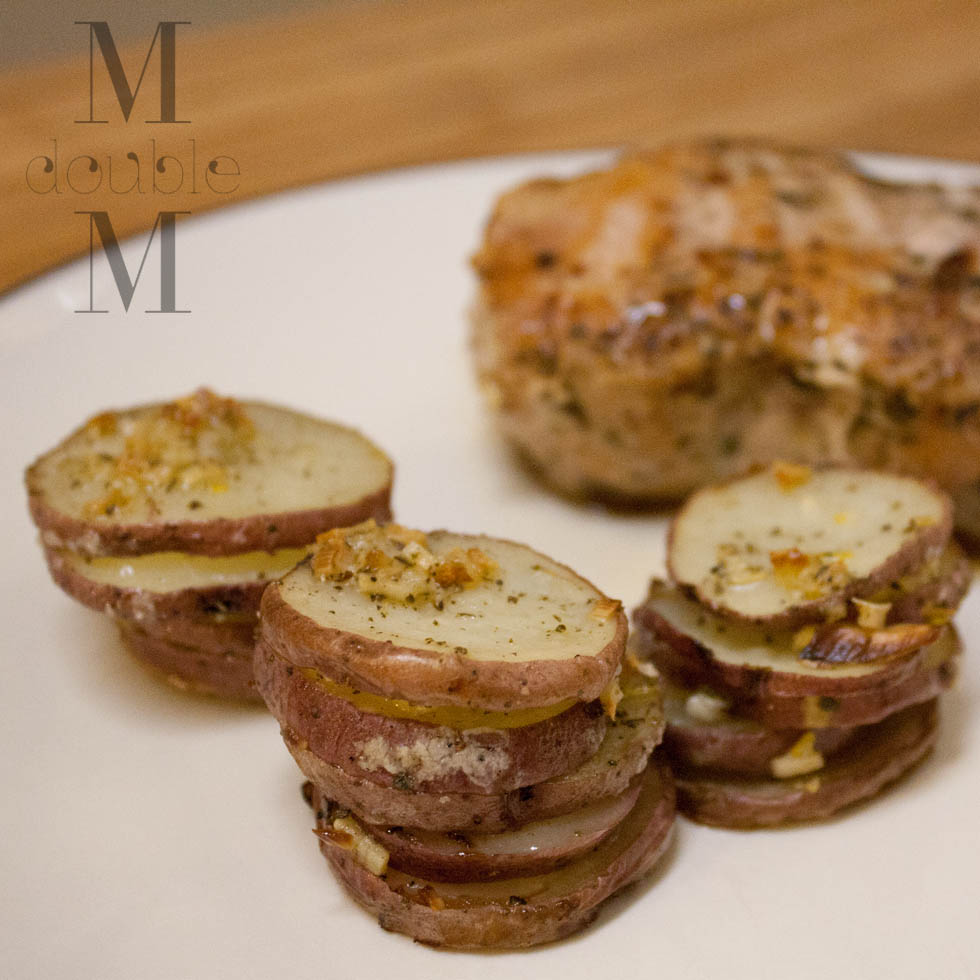 M double M: Roasted pork chops and potato stacks (two recipes!).
