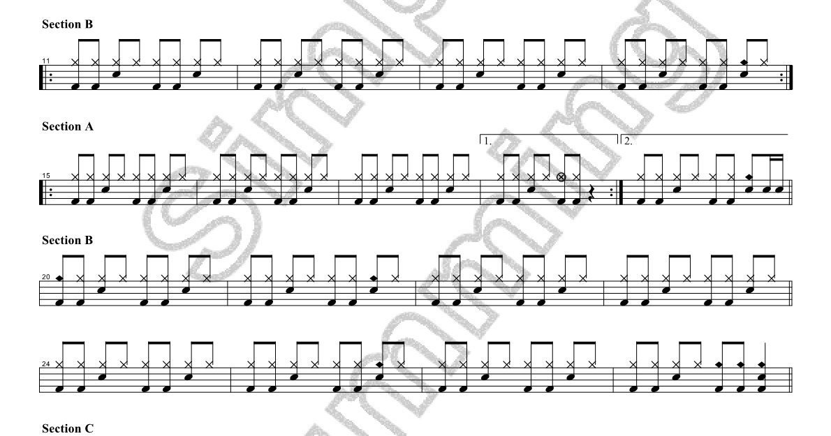鼓手森 - Simply Drumming: Weezer - Beverly Hills drum sheet