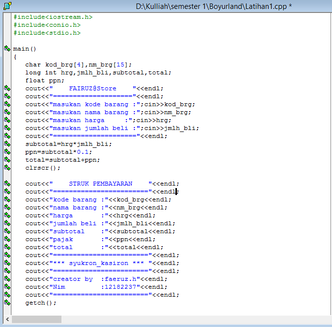 cara membuat program kasir sederhana dengan C++