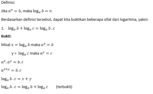 Pembuktian Rumus Logaritma bagian pertama