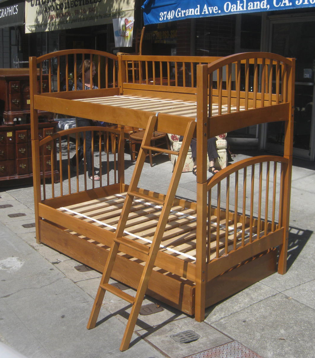 UHURU FURNITURE & COLLECTIBLES: SOLD - Maple Bunk Bed w/ Trundle - $195