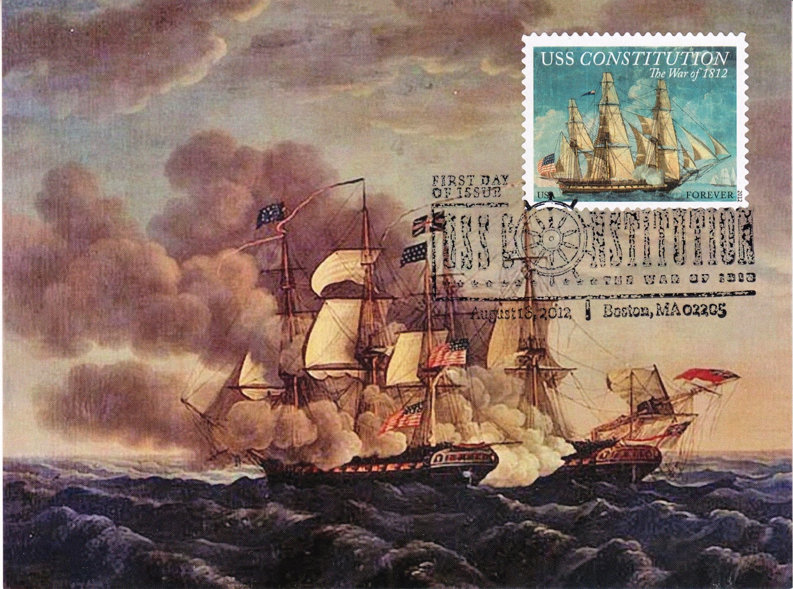 One Postcard a Day: USS Constitution vs. HMS Guerriere