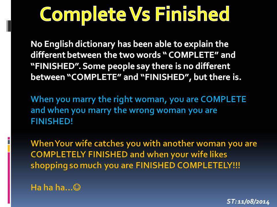 Complete vs Finished