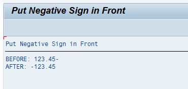 ABAP Mania: How to Put Negative Sign in Front?