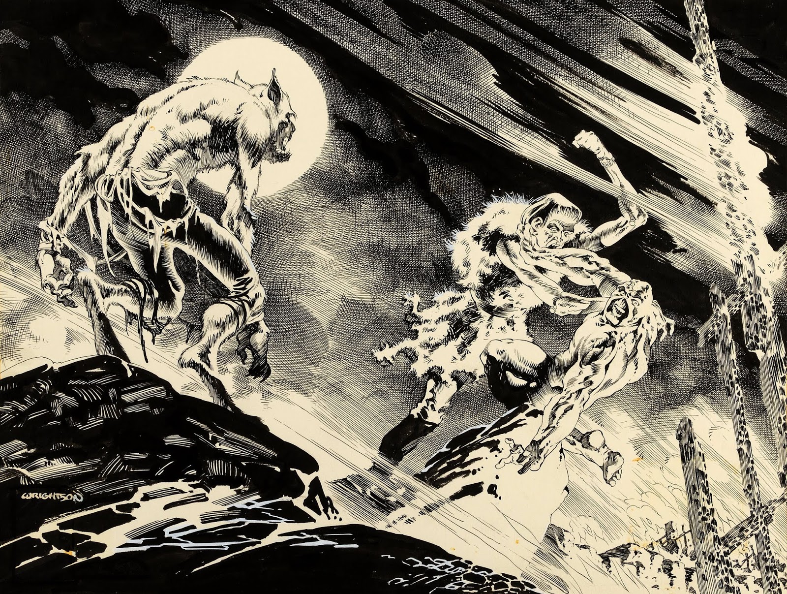 Cap'n's Comics: Swamp Thing VS Frankenstein by Berni Wrightson