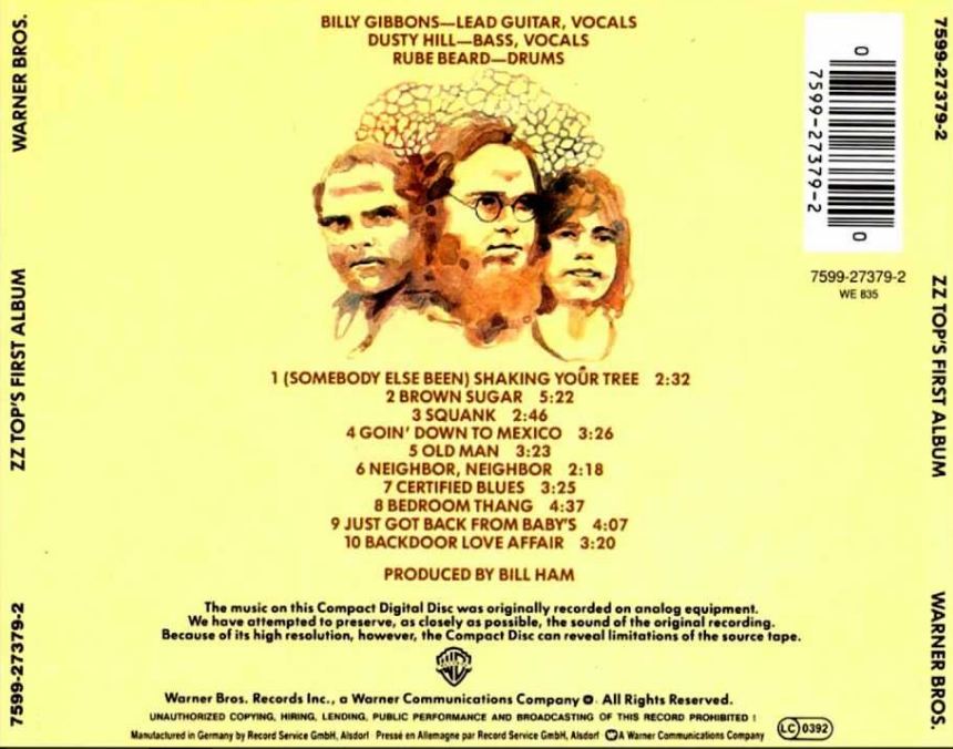 ZZ TOP's First Album(1971) - Album Info & Songs lists