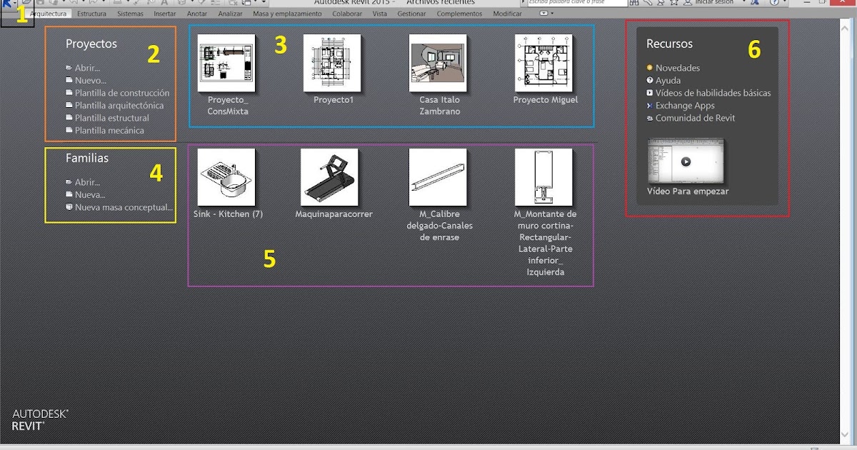 Interfaz de revit 2015