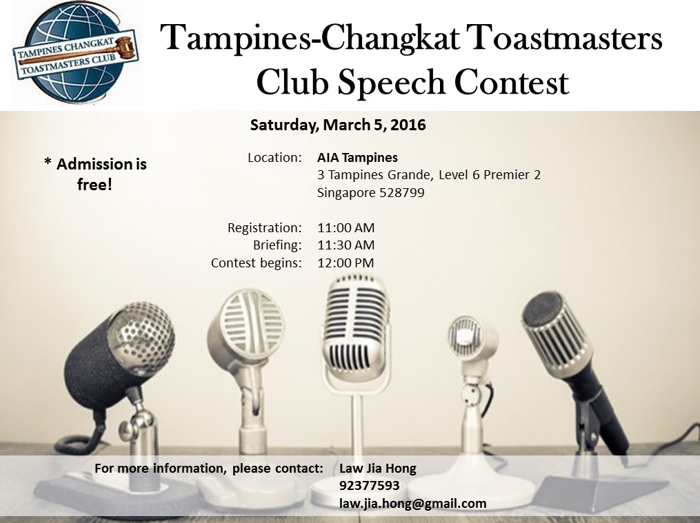 Tampines Changkat Toastmasters Club Singapore | For Better Listening ...