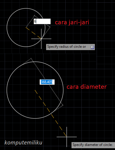 Cara-cara membuat lingkaran(Circle) di aplikasi AutoCad - Komputermiliku